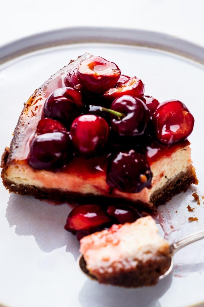 Easy Cherry Cheesecake (The Best Homemade Graham Cracker Crust)