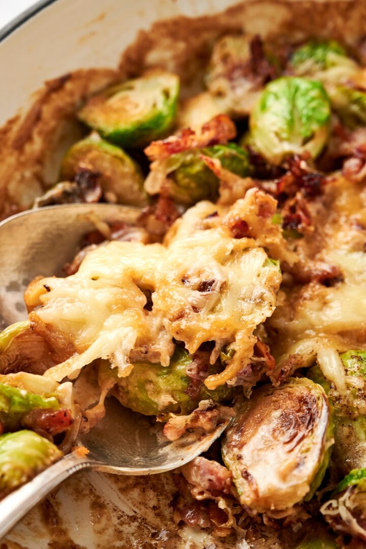 Brussel Sprout Casserole (Creamy and Cheesy with Bacon)