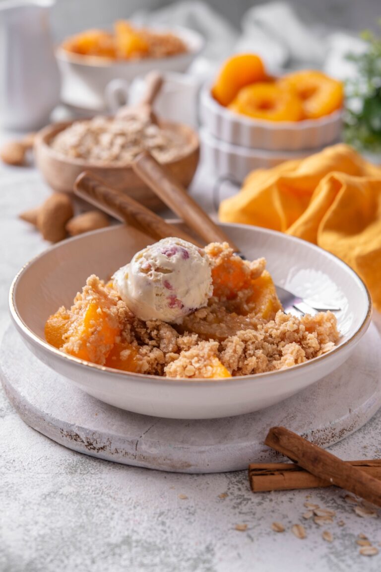 Easy Peach Crisp Recipe Made With Canned Peaches and Oats