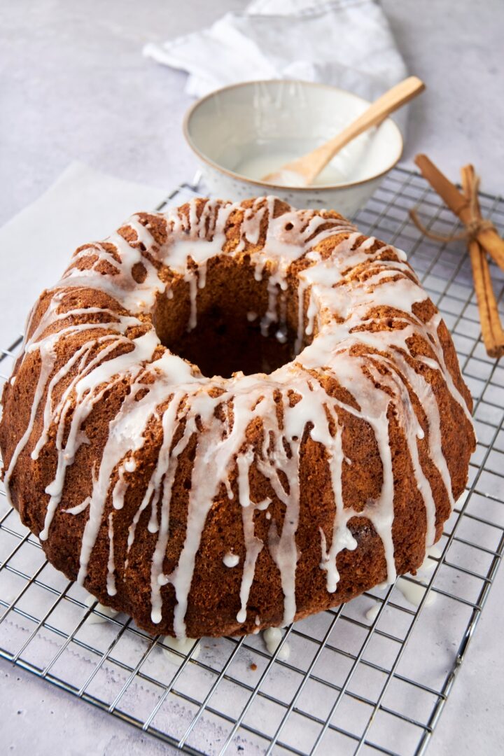 Cinnamon Bundt Cake (Sour Cream Coffee Cake with Glaze)