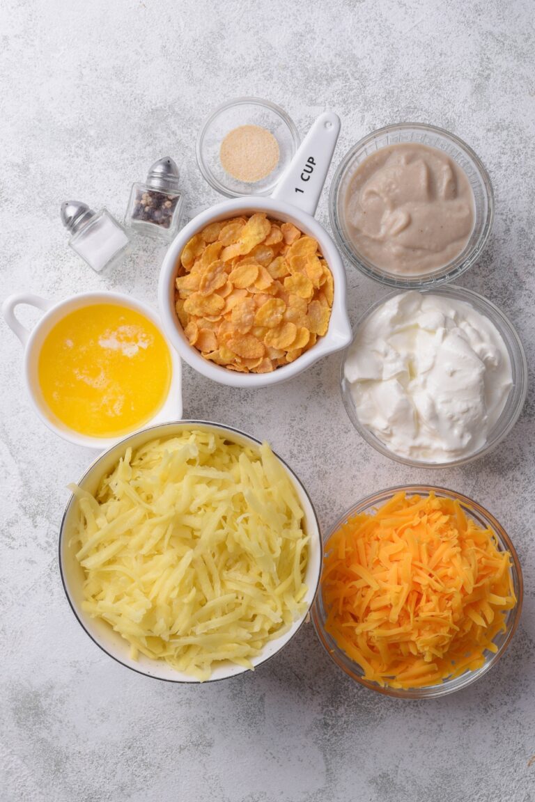 Quick and Easy Hashbrown Casserole Topped With Corn Flakes