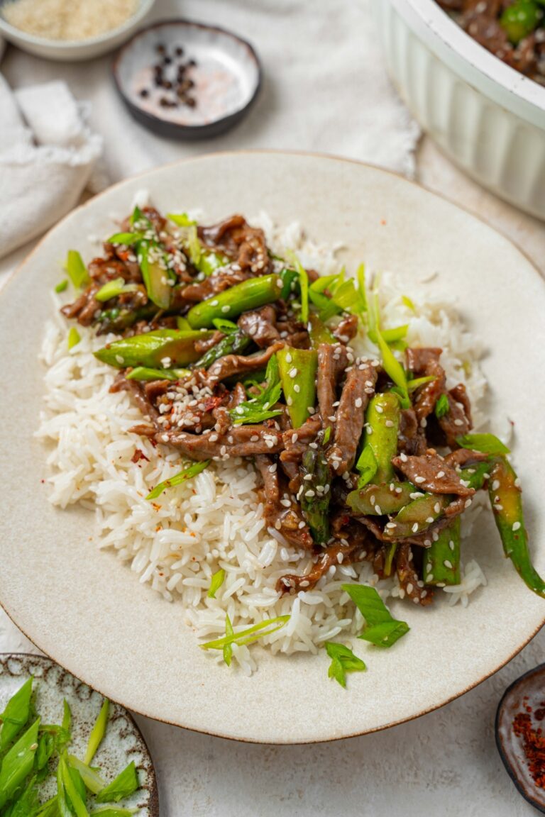 Shaved Steak Stir Fry Recipe (With Asparagus and Rice)