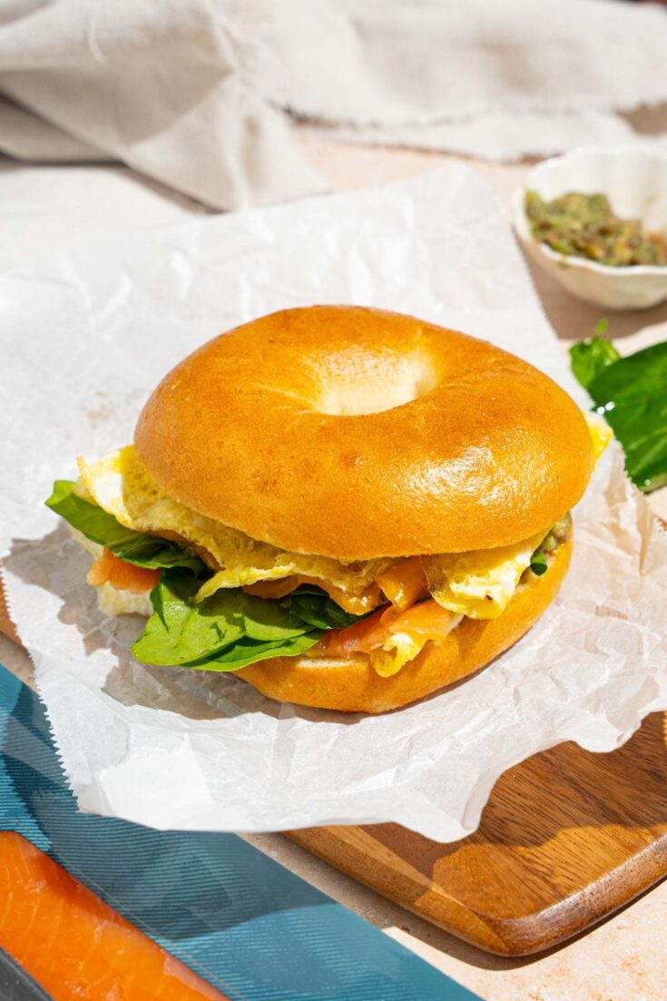 Breakfast Bagel Sandwich (High Protein Smoked Salmon Bagel)