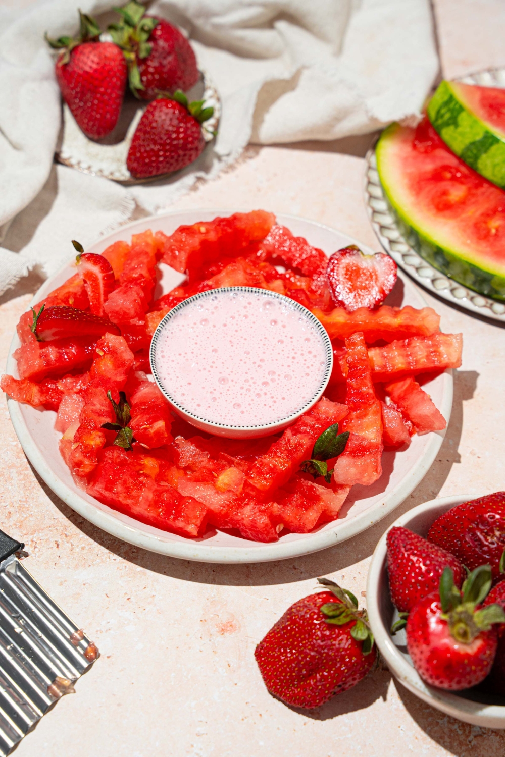 Watermelon Fries (Viral Recipe with Strawberry Yogurt Dip)